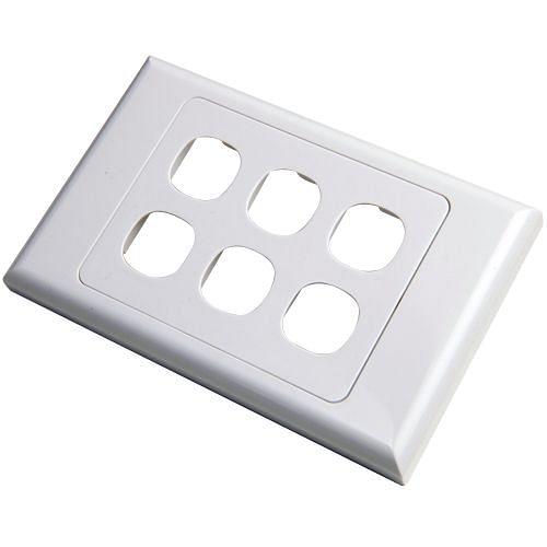 6 Gang Grid & Plate - White Clipsal Style | Ripper Online